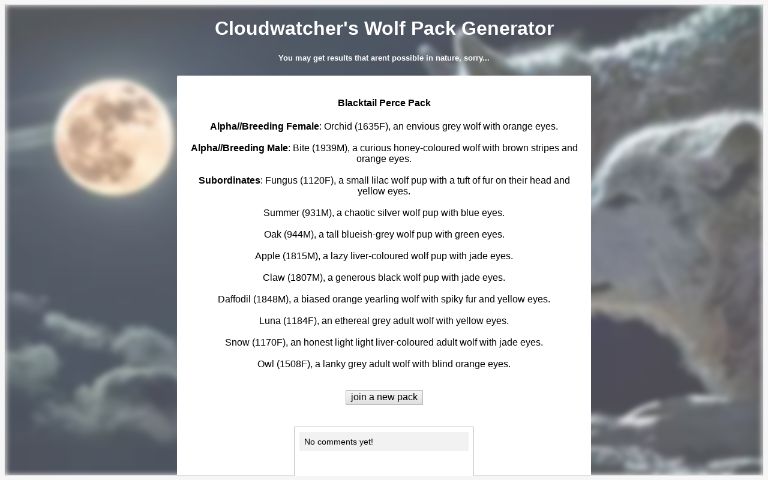 Cloudwatcher's Wolf Pack Generator
