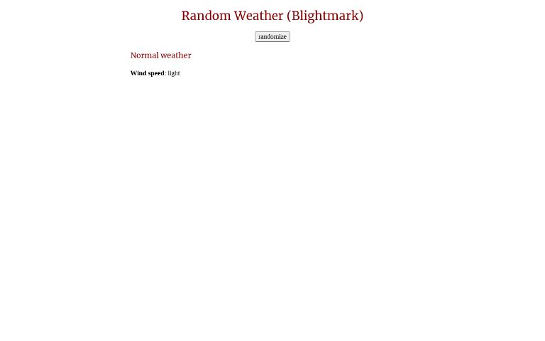 Random Weather (Blightmark) ― Perchance Generator