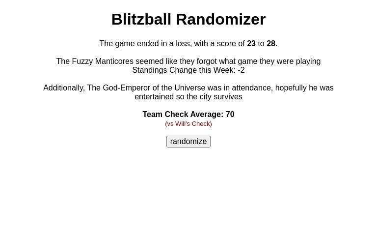 Blitzball Randomizer ― Perchance Generator