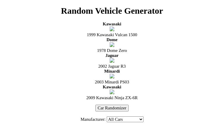 Random Vehicle Generator