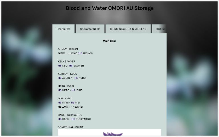 Blood and Water OMORI AU Storage ― Perchance Generator