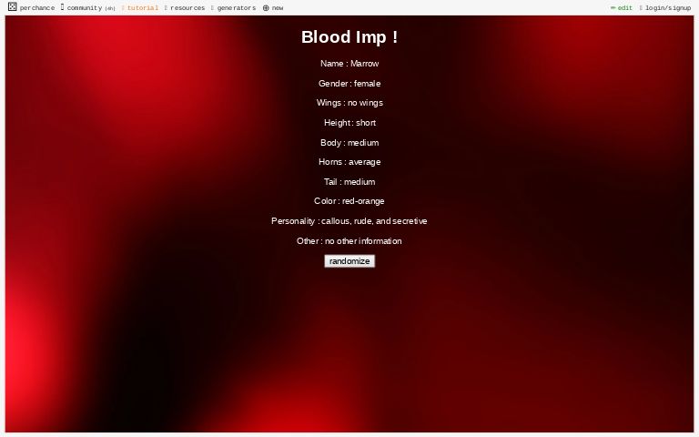 Blood Imp ! ― Perchance Generator