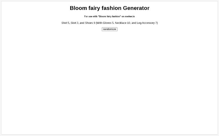 Bloom fairy fashion Generator