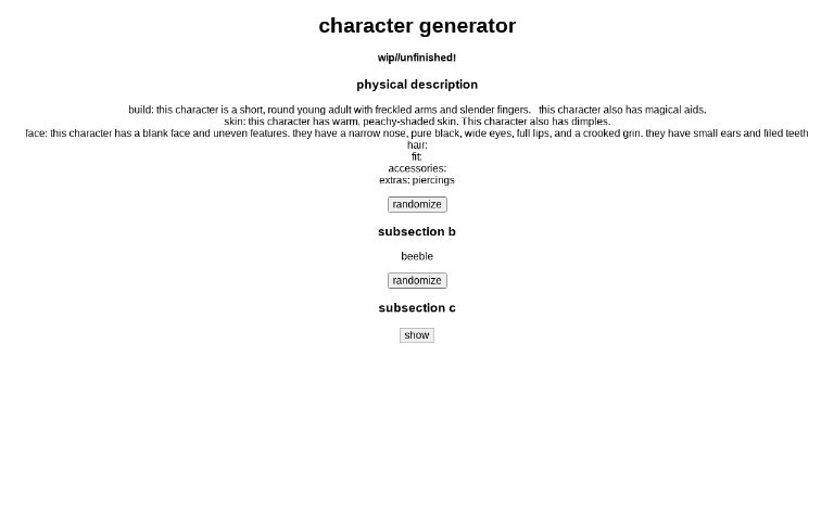 blux's character generator