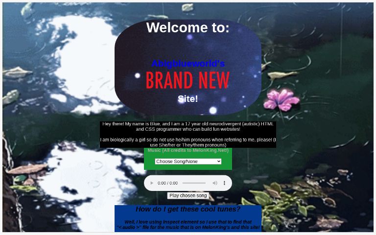 Welcome to: Abigblueworld's Site! ― Perchance Generator