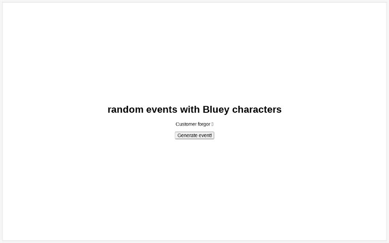 random events with Bluey characters ― Perchance Generator