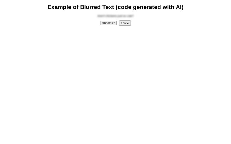 Example of Blurred Text (code generated with AI)