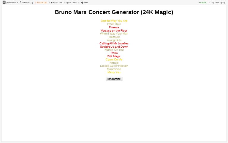 Bruno Mars Concert Generator (24K Magic)