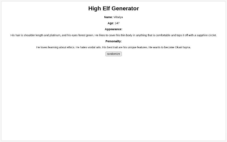 High Elf Generator