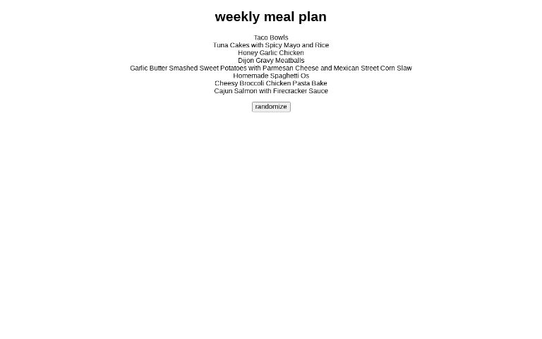 weekly meal plan ― Perchance Generator