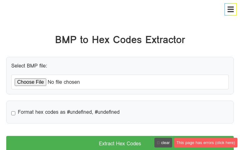 BMP to Hex Codes Extractor ― Perchance Generator