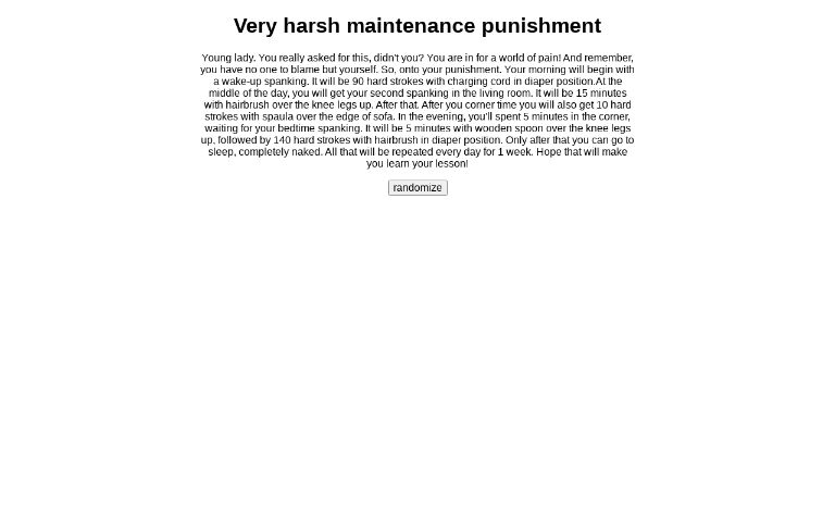 Very harsh maintenance punishment ― Perchance Generator