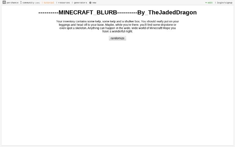 MINECRAFT_BLURB----------By_TheJadedDragon ― Perchance Generator
