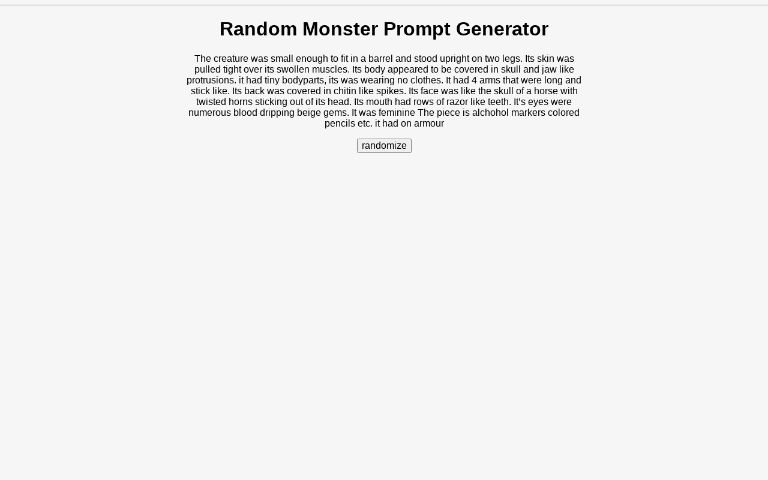 Random Monster Prompt Generator