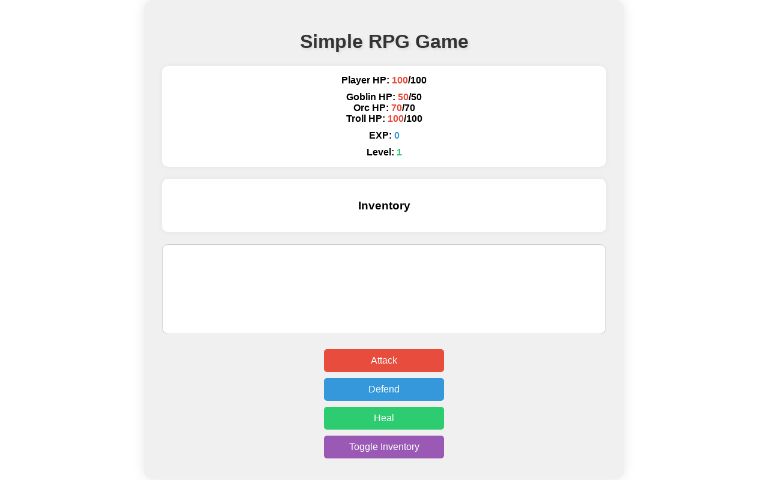 Simple RPG Game ― Perchance Generator