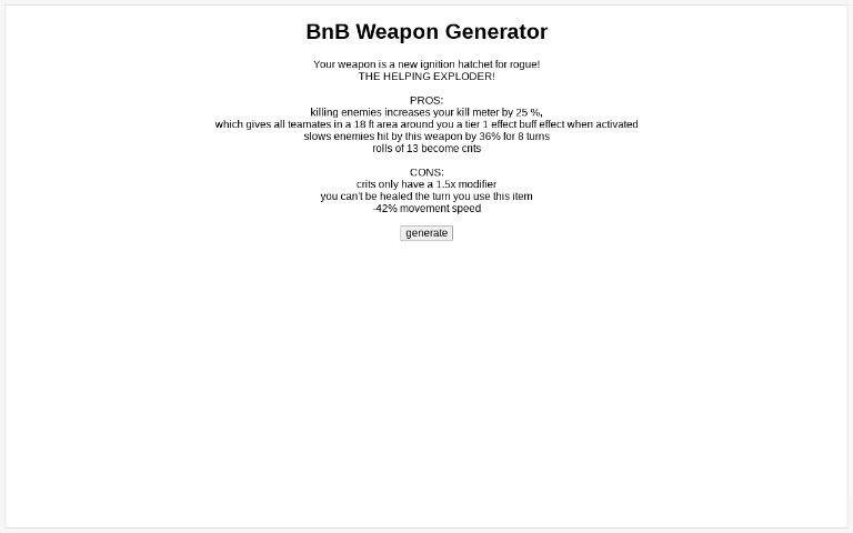 BnB Weapon Generator
