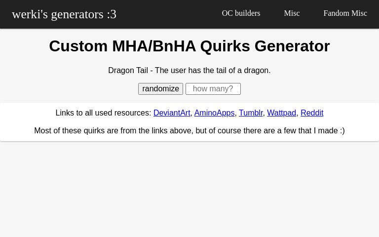 Custom MHA/BnHA Quirks Generator