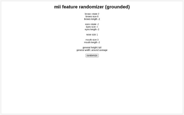 mii feature randomizer (grounded) ― Perchance Generator