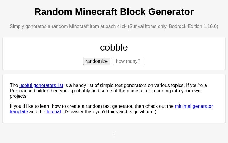 Random Minecraft Block Generator
