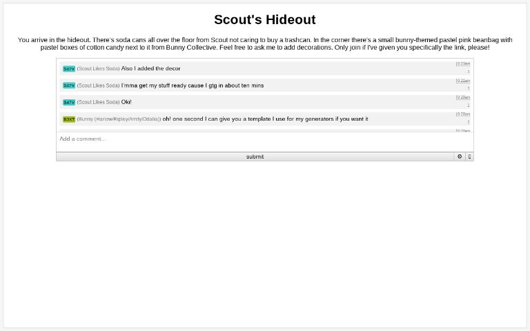 Scout's Hideout ― Perchance Generator