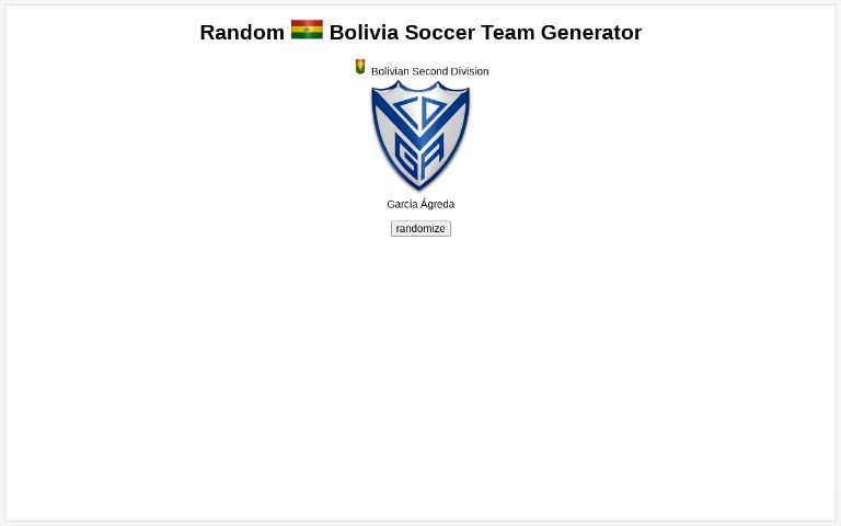 Random Bolivia Soccer Team Generator