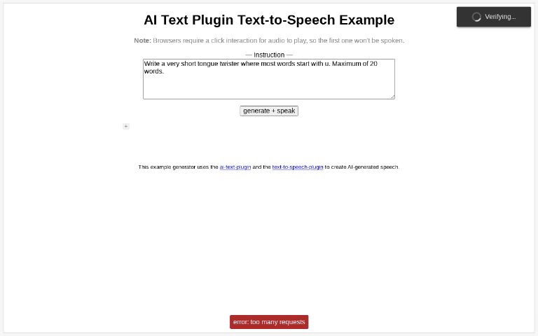 AI Text Plugin Text-to-Speech Example