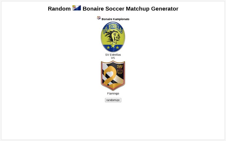 Random Bonaire Soccer Matchup Generator