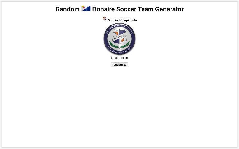 Random Bonaire Soccer Team Generator
