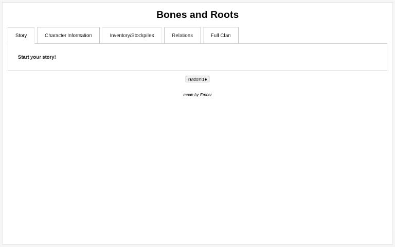 Bones and Roots ― Perchance Generator