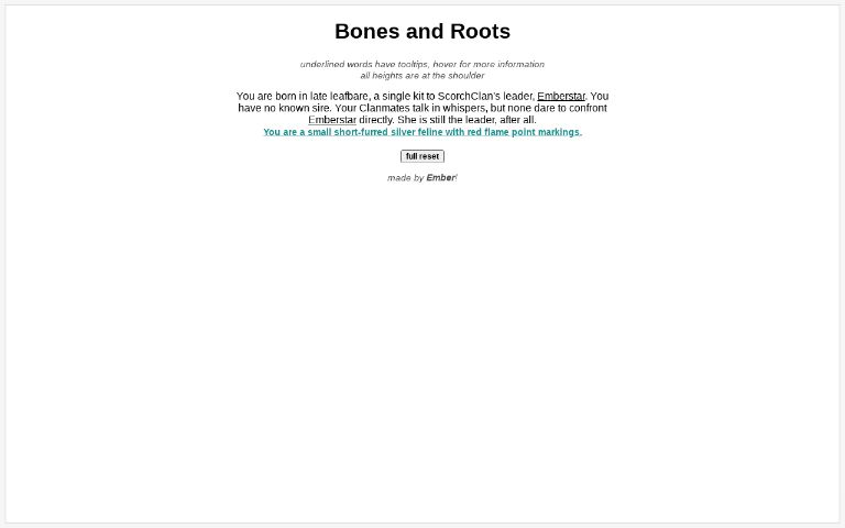 Bones and Roots ― Perchance Generator