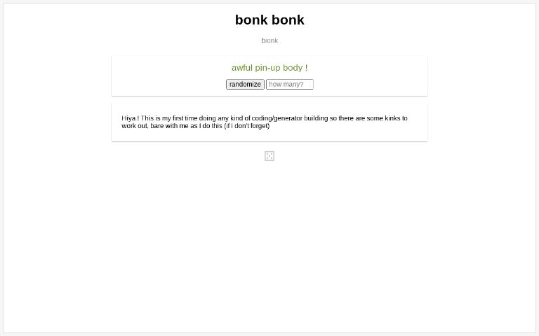 bonk bonk ― Perchance Generator