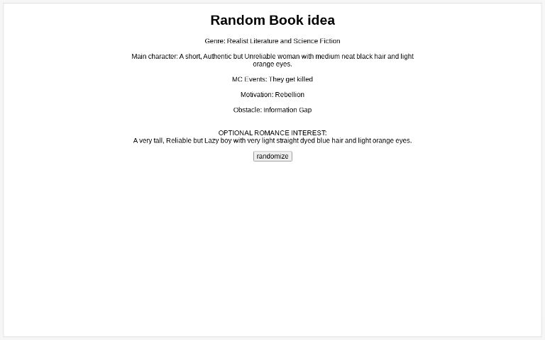 Random Book idea ― Perchance Generator