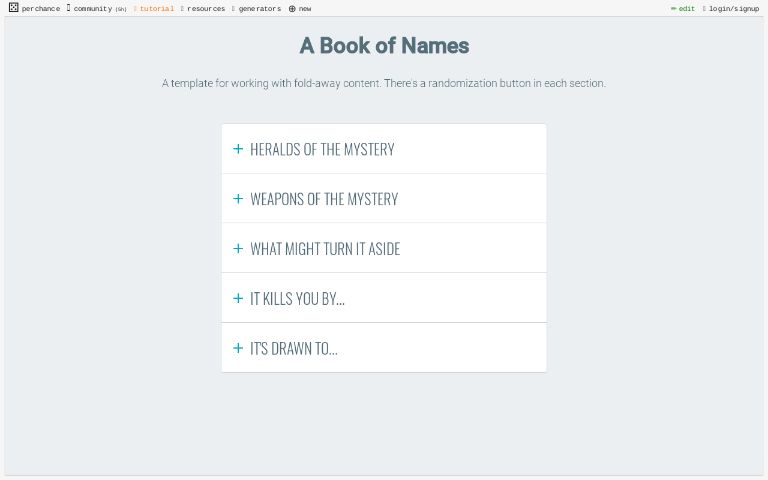A Book of Names ― Perchance Generator