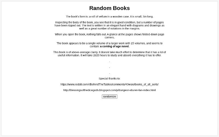 Random Books ― Perchance Generator