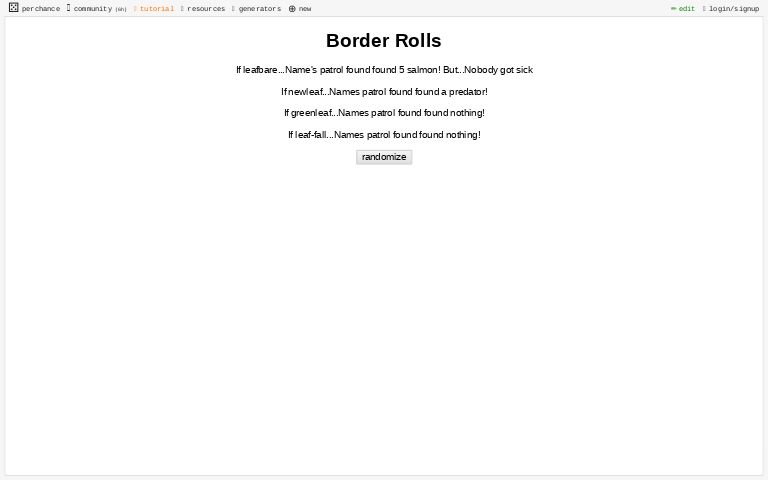 Border Rolls ― Perchance Generator
