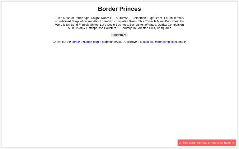Border Princes ― Perchance Generator