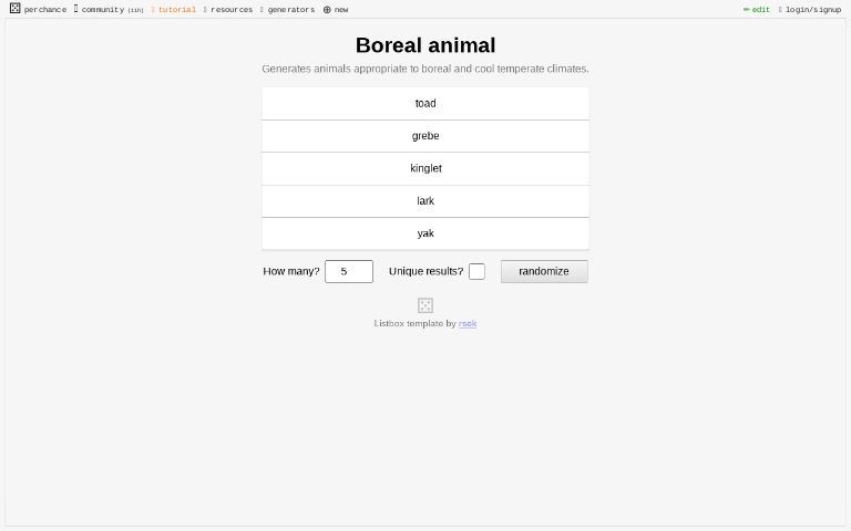 Boreal animal ― Perchance Generator