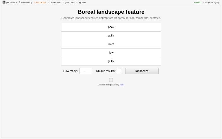 Boreal landscape feature ― Perchance Generator