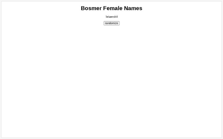 Bosmer Female Names ― Perchance Generator