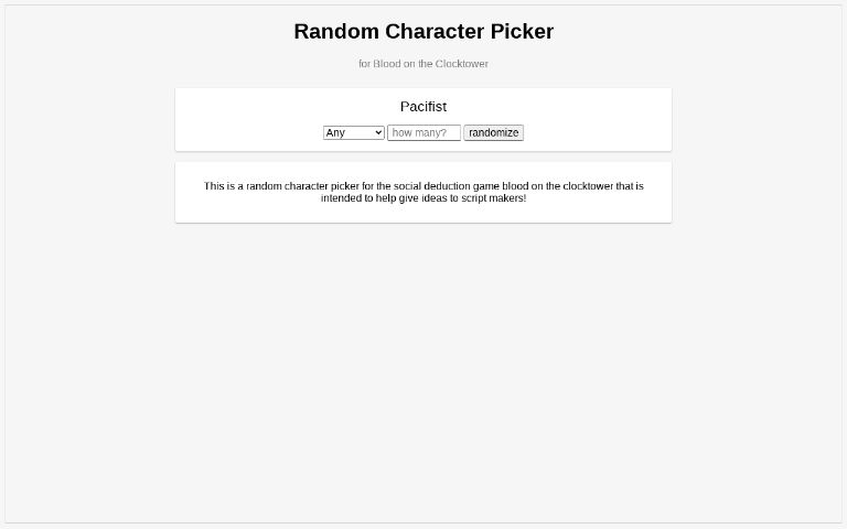 Random Character Picker ― Perchance Generator