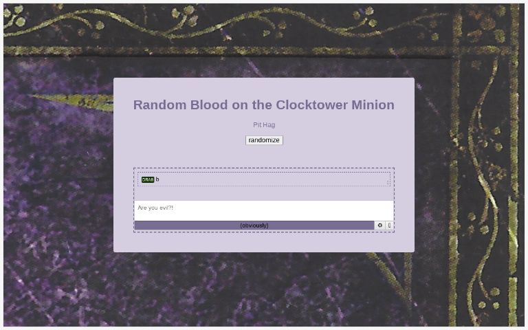 Random Blood on the Clocktower Minion ― Perchance Generator