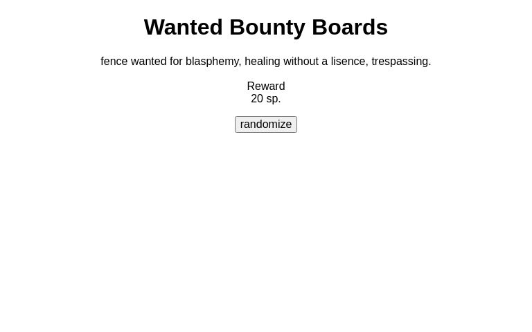 Wanted Bounty Boards ― Perchance Generator