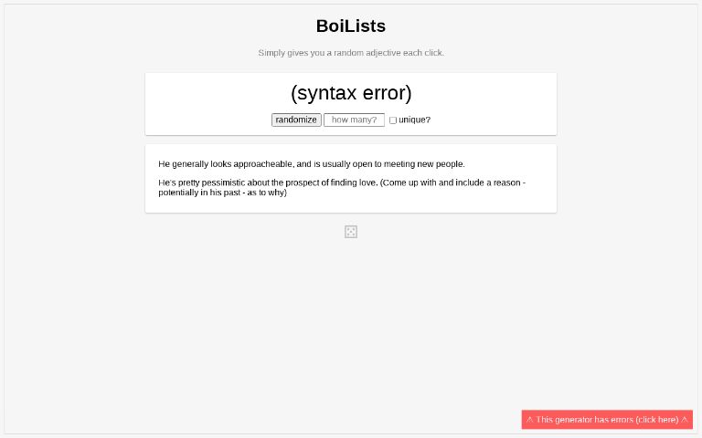 BoiLists ― Perchance Generator