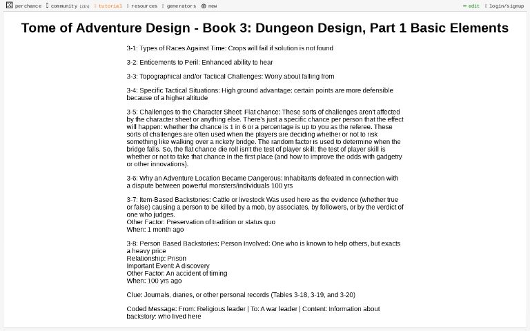 Tome of Adventure Design - Book 3: Dungeon Design, Part 1 Basic Elements ― Perchance Generator