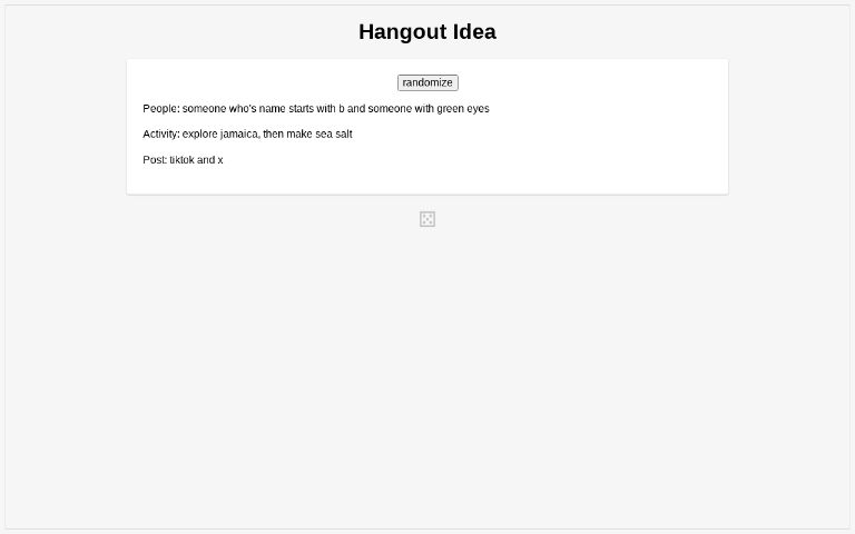 Hangout Idea ― Perchance Generator