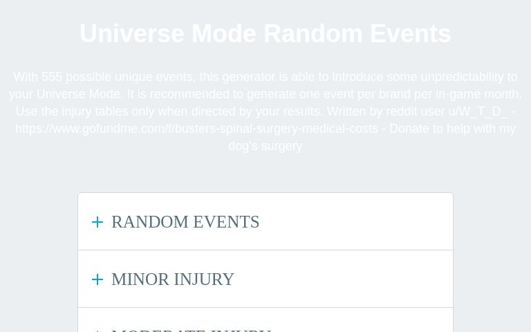 Universe Mode Random Events ― Perchance Generator
