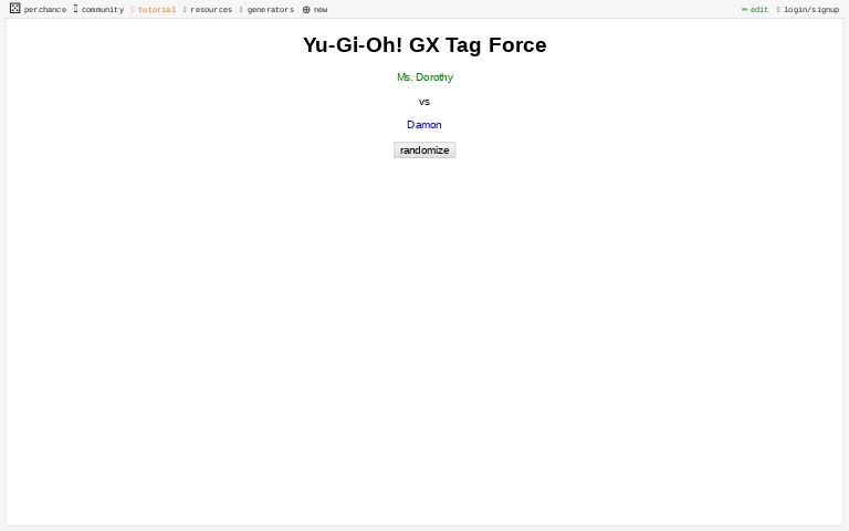 Yu-Gi-Oh! GX Tag Force ― Perchance Generator