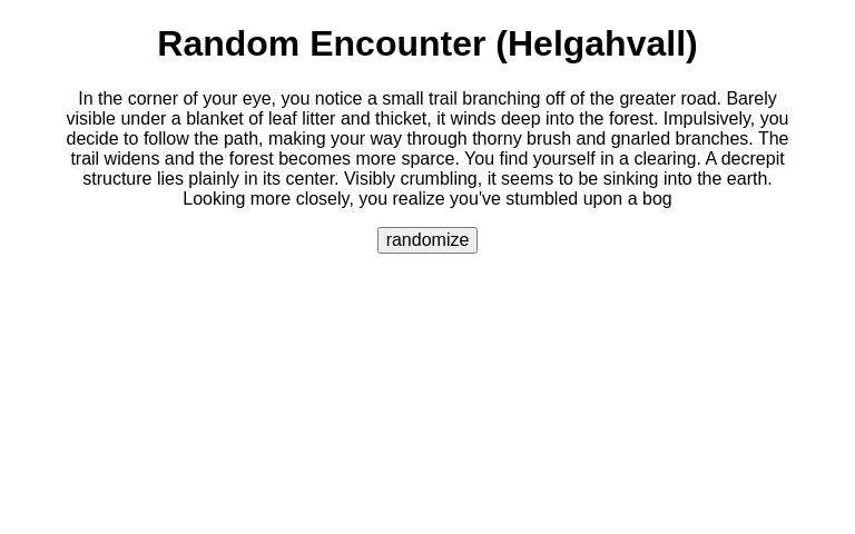 Random Encounter (Helgahvall) ― Perchance Generator