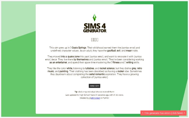 Sims 4 ― Perchance Generator