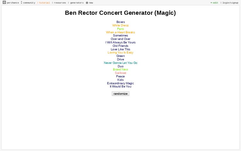 Ben Rector Concert Generator (Magic)